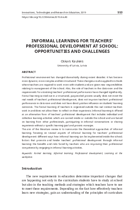 (PDF) Informal Learning for Teachers’ Professional Development at ...