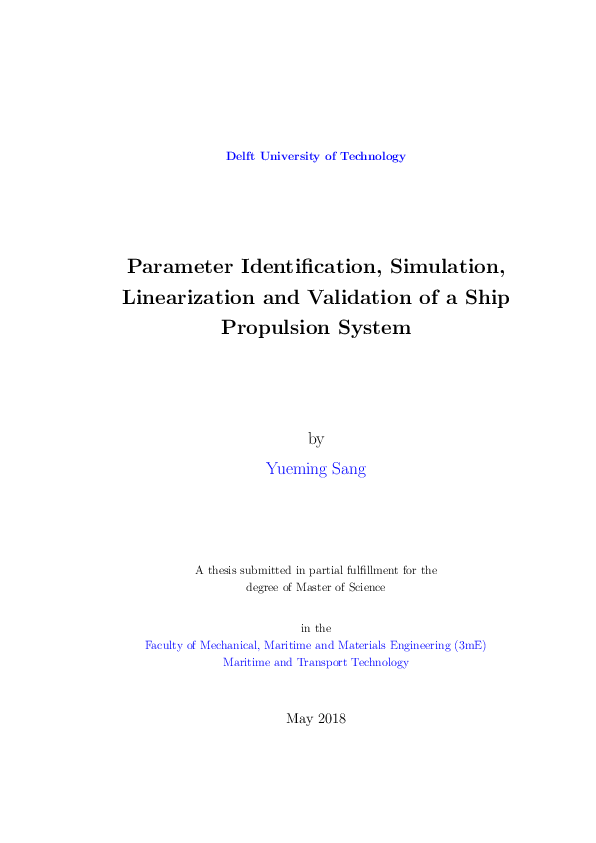 Pdf Parameter Identification Simulation Linearization And Validation Of A Ship Propulsion System