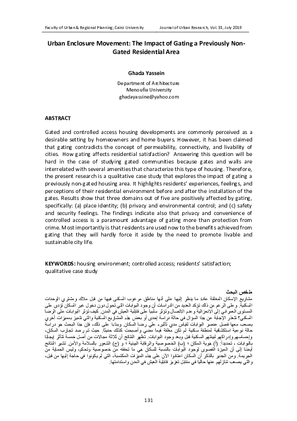 (PDF) Urban Enclosure Movement: The Impact of Gating a Previously Non ...