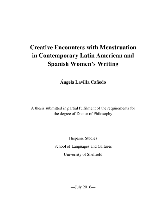 (PDF) Creative Encounters with Menstruation in Contemporary Latin ...