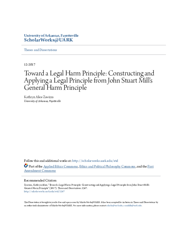 (PDF) Toward a Legal Harm Principle: Constructing and Applying a Legal ...
