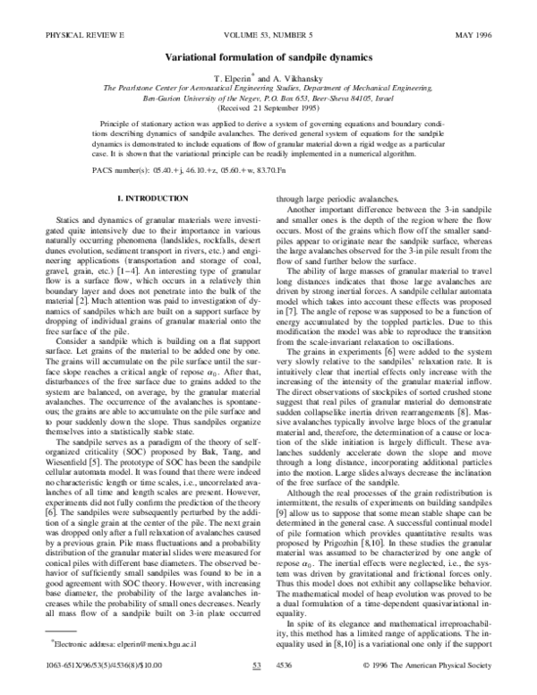 (PDF) Variational formulation of sandpile dynamics