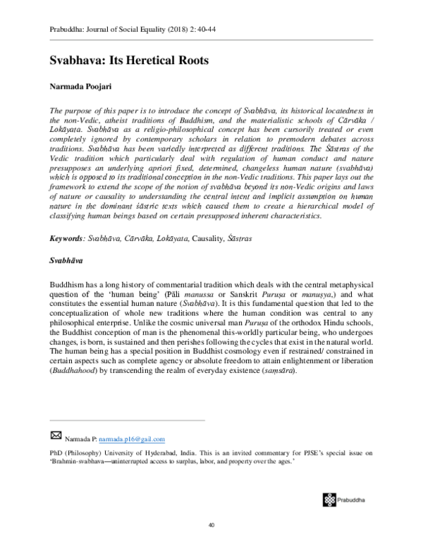 (PDF) Svabhava: Its Heretical Roots