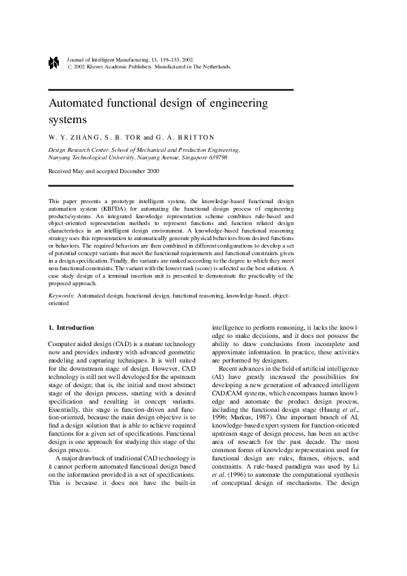 (PDF) Automated functional design of engineering systems | Shu Beng Tor ...