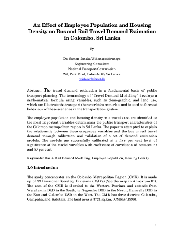(PDF) An Effect of Employee Population and Housing Density on Bus and ...