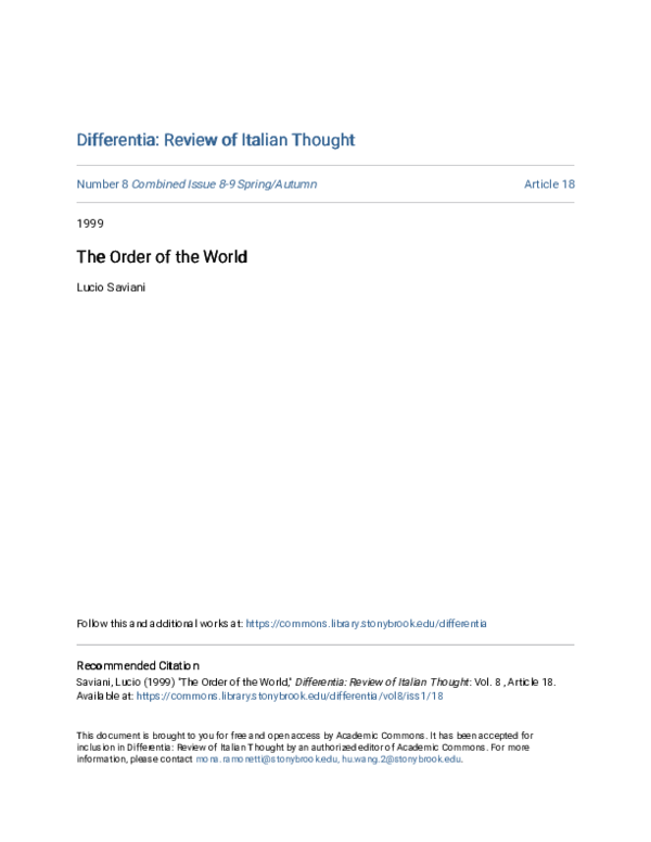 (PDF) The Order of the World