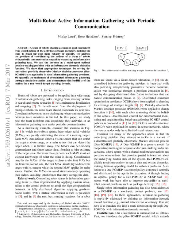 (PDF) Multi-robot active information gathering with periodic communication