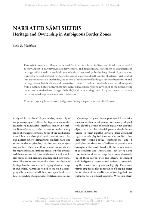 (PDF) Heritage and Ownership in Ambiguous Border Zones