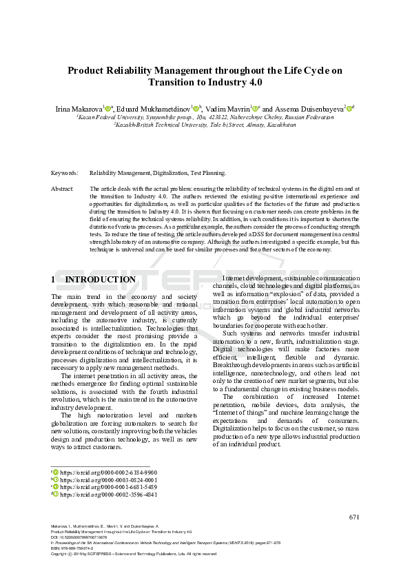 (PDF) Product Reliability Management throughout the Life Cycle on ...