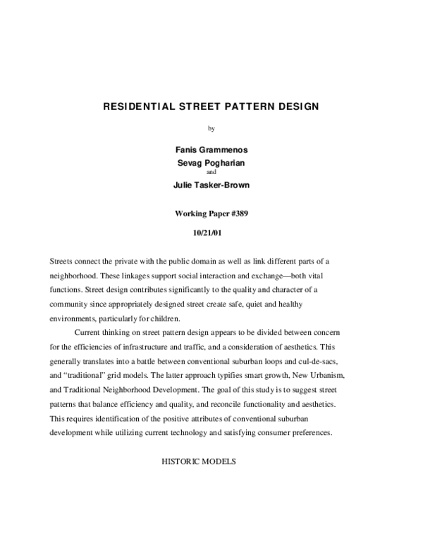 (PDF) Residential Street Pattern Design