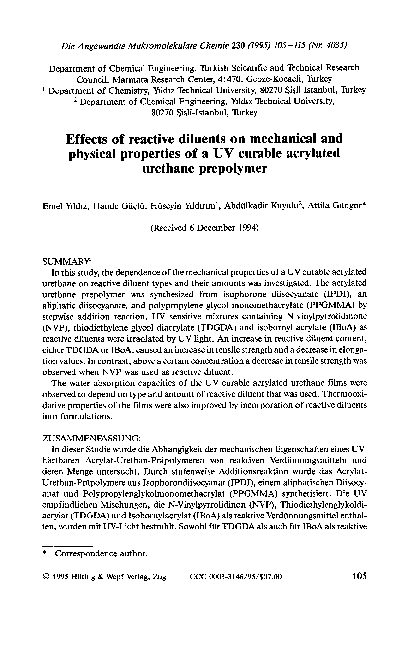 (PDF) Effects of reactive diluents on mechanical and physical ...