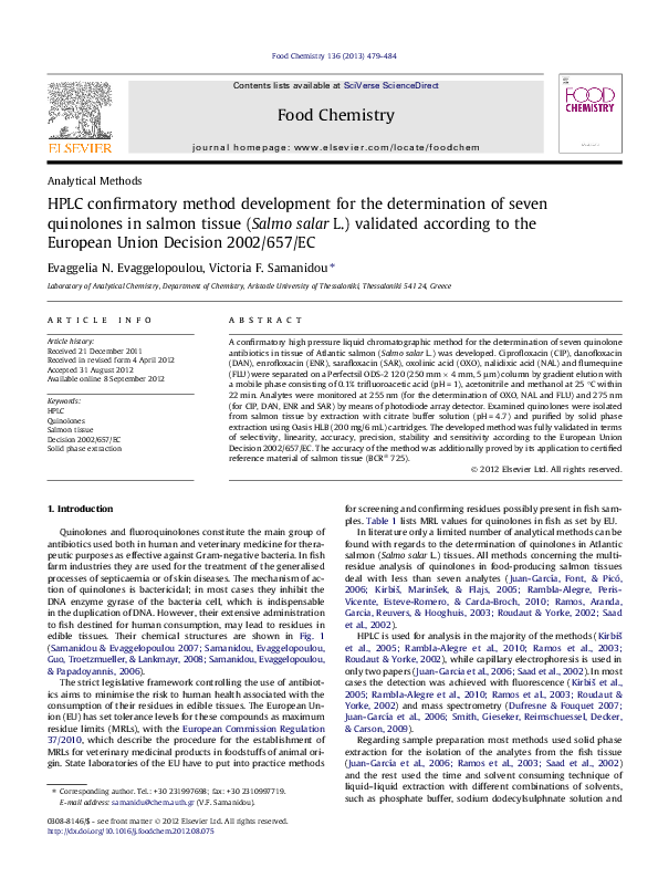 (PDF) HPLC confirmatory method development for the determination of ... (PDF) HPLC confirmatory method development for the determination of ...