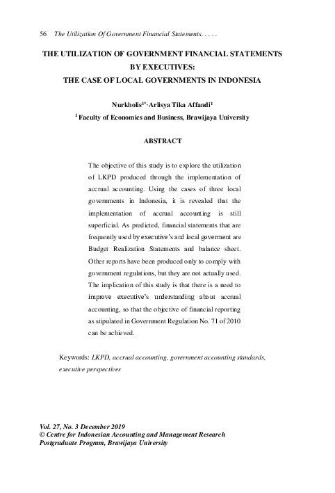(PDF) The Utilization of Government Financial Statements by Executives ...