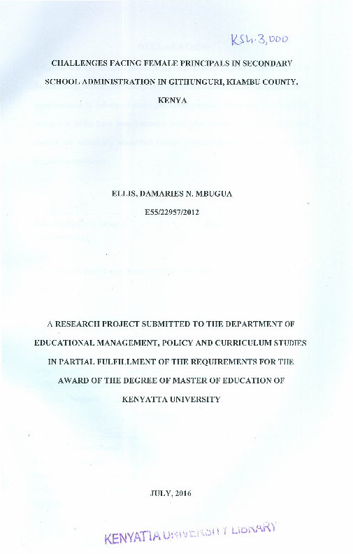 (PDF) Challenges Facing Female Principals in Secondary School ...