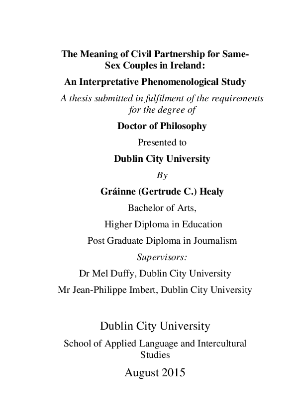 (PDF) The meaning of civil partnership for same-sex couples in Ireland ...