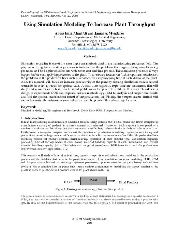 (PDF) Using Simulation Modeling To Increase Plant Throughput