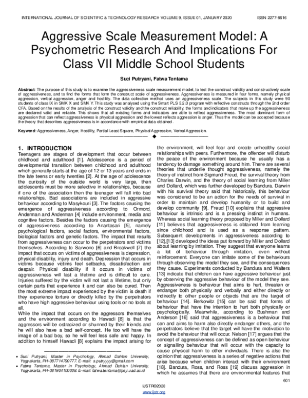 (PDF) Aggressive scale measurement model: A psychometric research and ...