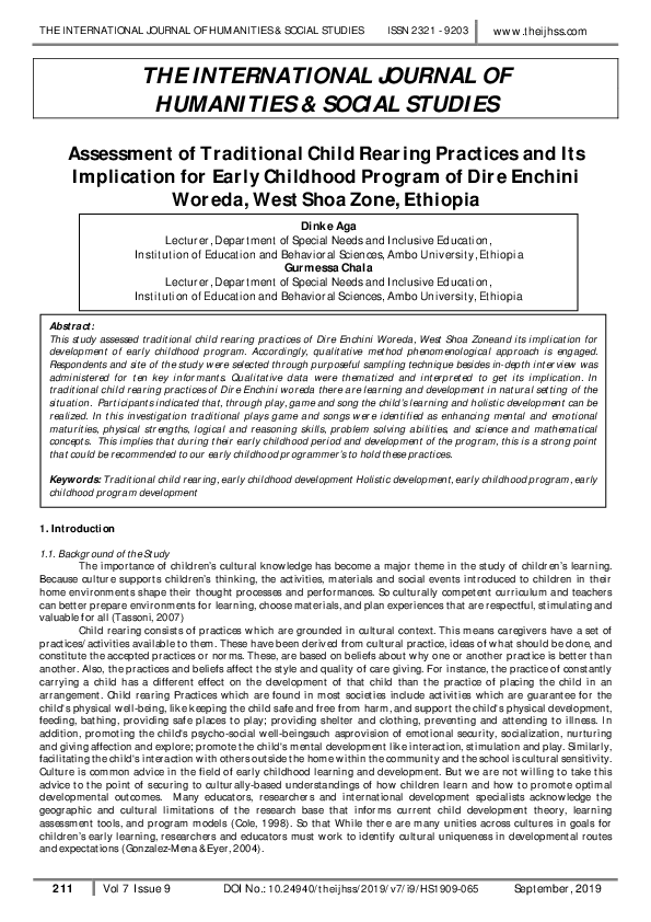 (PDF) Assessment of Traditional Child Rearing Practices and Its ...