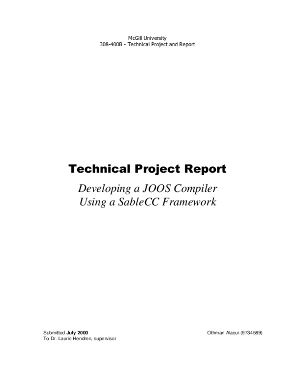 (PDF) Developing a JOOS Compiler Using a SableCC Framework
