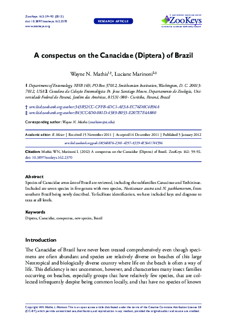 (PDF) A conspectus on the Canacidae (Diptera) of Brazil | Luciane ...