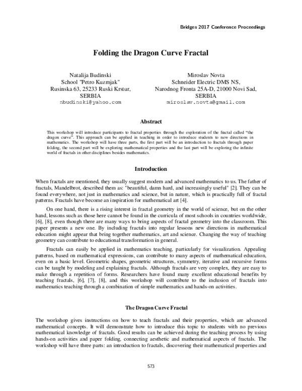 (PDF) Folding the Dragon Curve Fractal