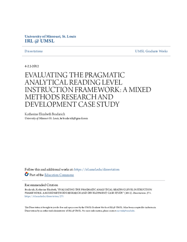 (PDF) Evaluating the Pragmatic Analytical Reading Level Instruction ...