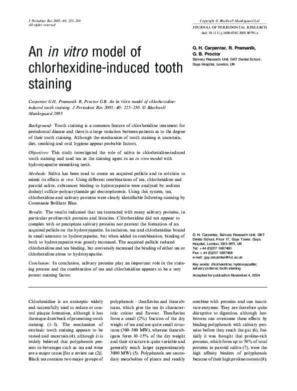 (PDF) An in vitro model of chlorhexidine-induced tooth staining