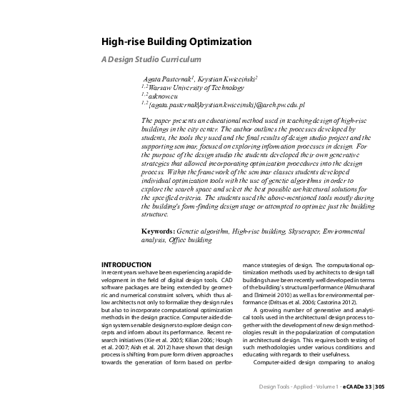 (PDF) High-rise Building Optimization