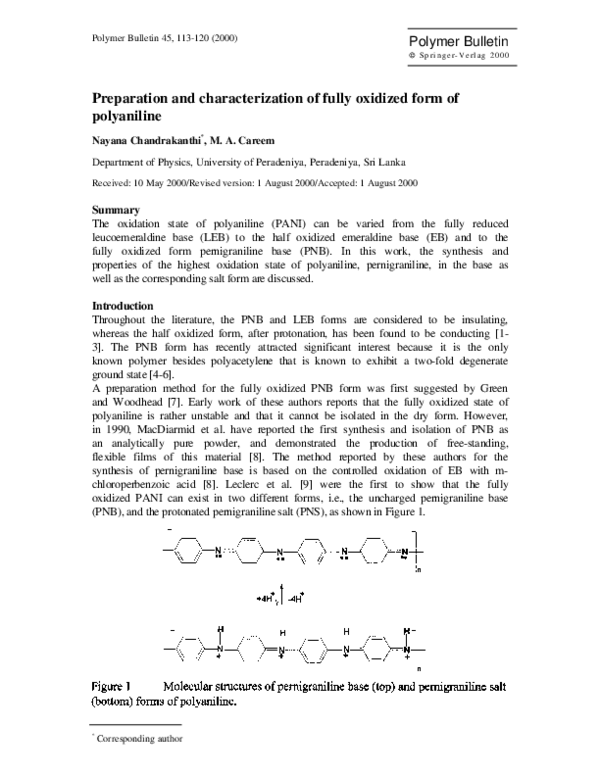 (PDF) Preparation and characterization of fully oxidized form of ...