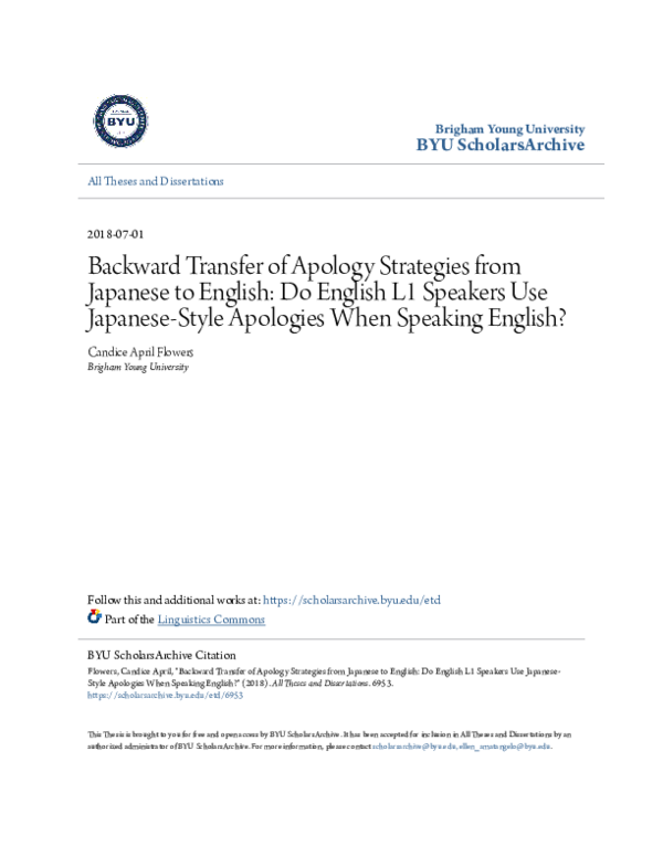 (PDF) Backward Transfer of Apology Strategies from Japanese to English ...