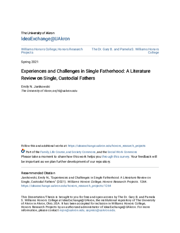 (PDF) Experiences and Challenges in Single Fatherhood: A Literature ...