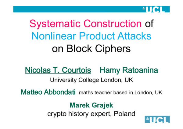 (PDF) Systematic Construction of Nonlinear Product Attacks on Block Ciphers