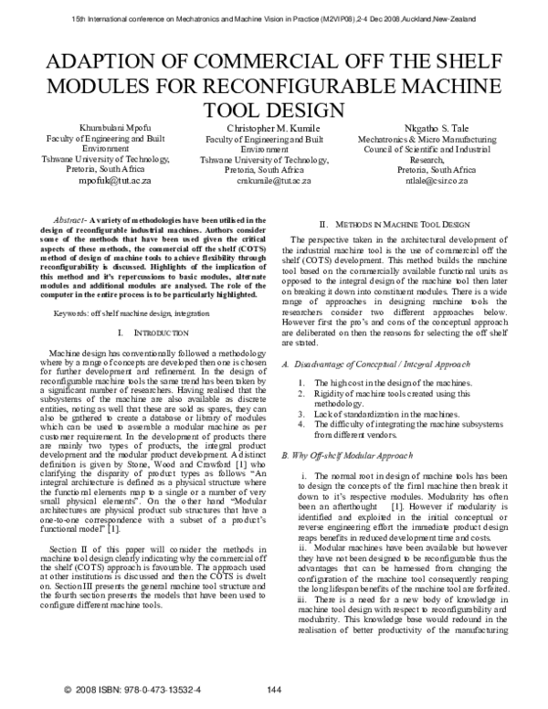 (PDF) Adaption of Commercial off the Shelf Modules for Reconfigurable ...
