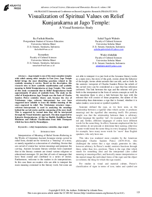 (PDF) Visualization of Spiritual Values on Relief Kunjarakarna at Jago ...