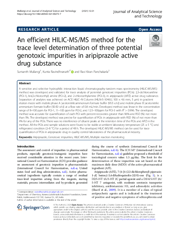 (PDF) An efficient HILIC-MS/MS method for the trace level determination of three potential ...