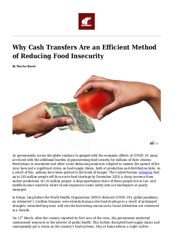 (PDF) Cash Transfers: A Solution for Food Insecurity during COVID-19