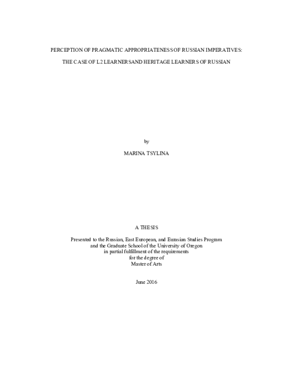 (PDF) Perception of pragmatic appropriateness of Russian Imperatives ...