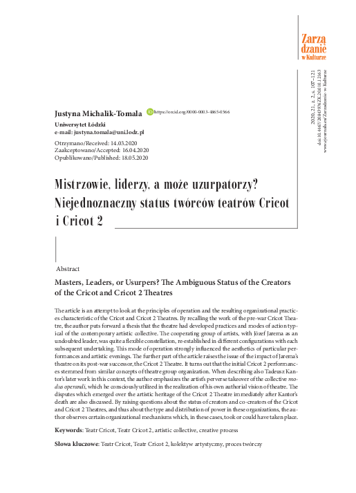 (PDF) Mistrzowie, liderzy, a może uzurpatorzy? Niejednoznaczny status ...