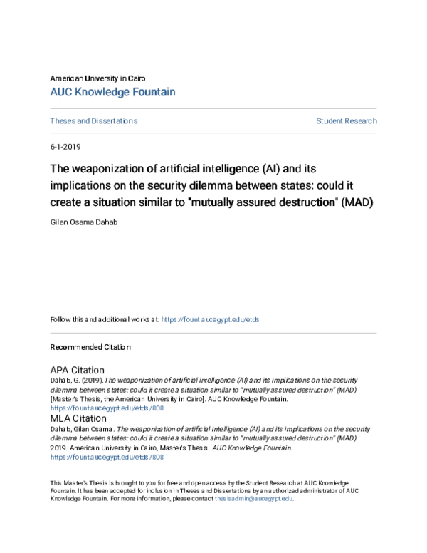 (PDF) The weaponization of artificial intelligence (AI) and its ...