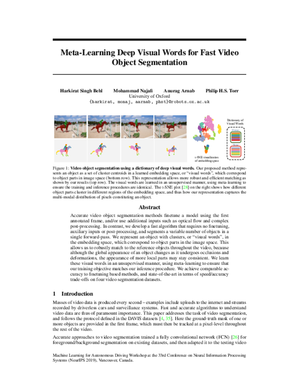 (PDF) Meta-Learning Deep Visual Words for Fast Video Object Segmentation