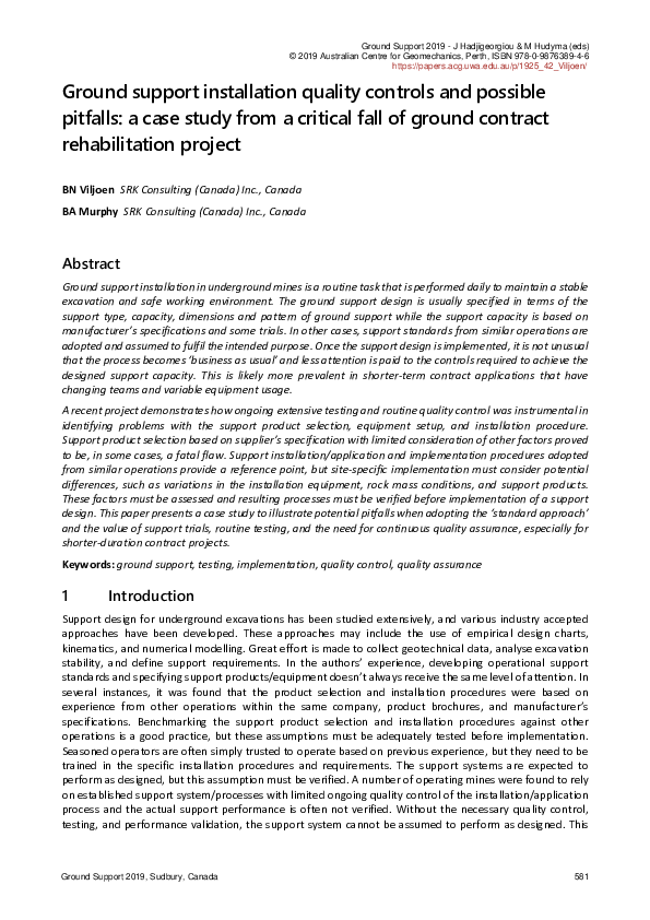 (PDF) Ground support installation quality controls and possible ...