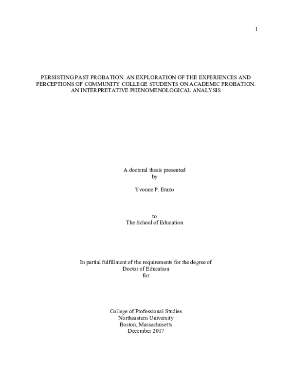 (PDF) Persisting past probation: an exploration of the experiences and ...