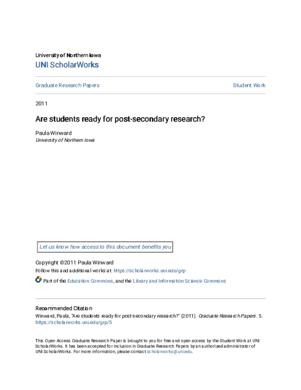(PDF) Are students ready for post-secondary research?