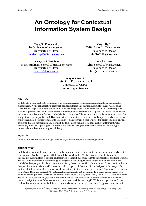 (PDF) An ontology for contextual information system design