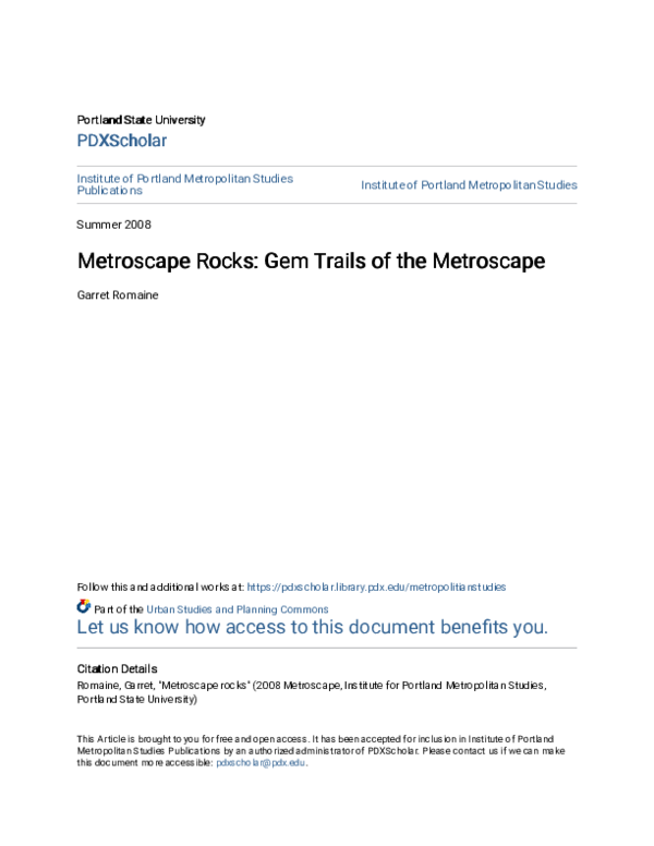 (PDF) Metroscape Rocks: Gem Trails of the Metroscape