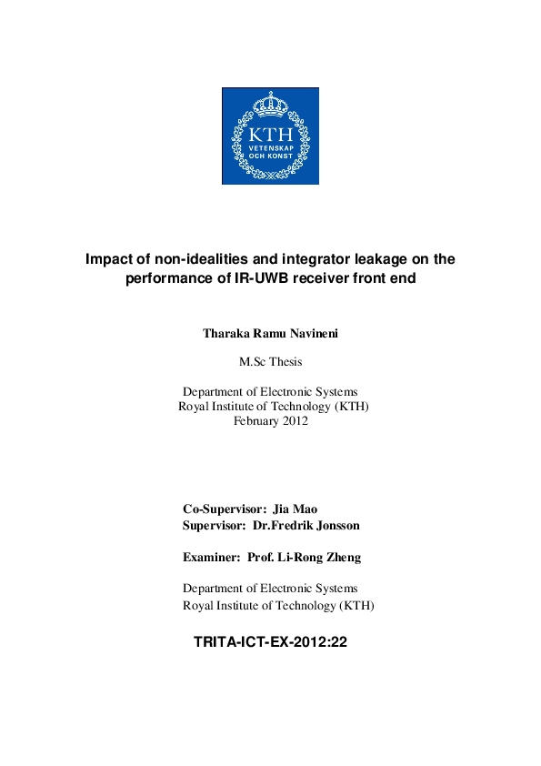 (PDF) Impact of non-idealities and integrator leakage on the performance of IR-UWB receiver ...