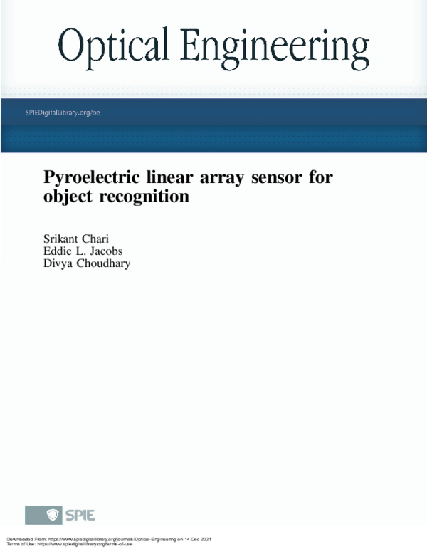 (PDF) Pyroelectric linear array sensor for object recognition