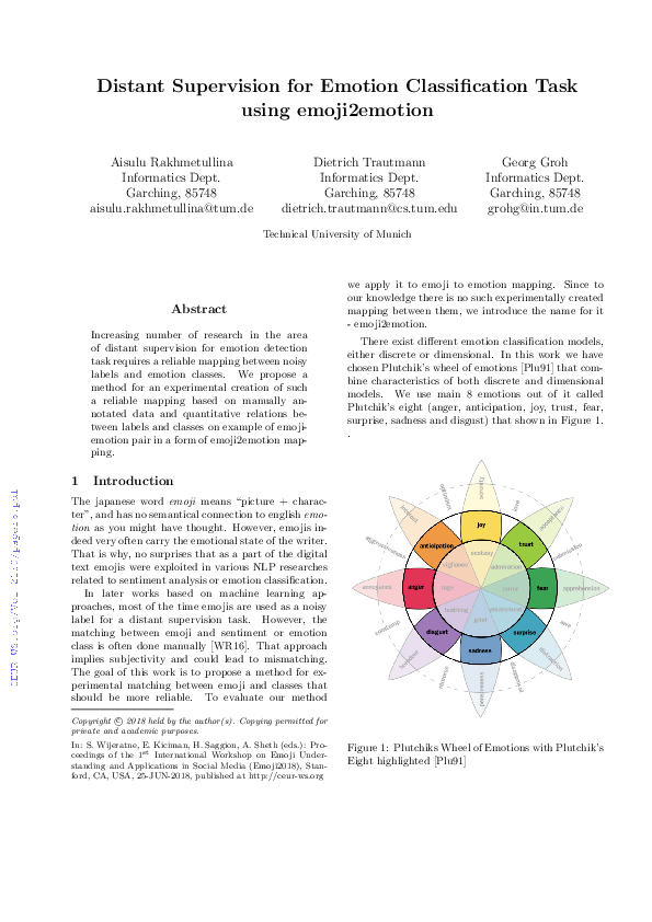 Pdf Distant Supervision For Emotion Classification Task Using Emoji 2