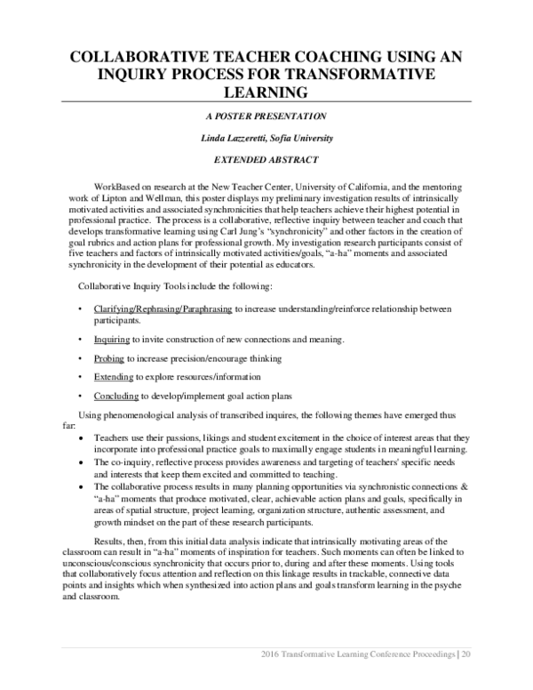 (PDF) Collaborative Teacher Coaching Using An Inquiry Process For ...