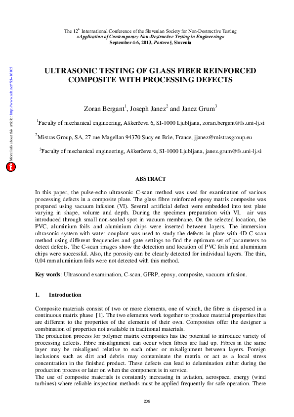 (PDF) Ultrasonic Testing of Glass Fiber Reinforced Composite with ...